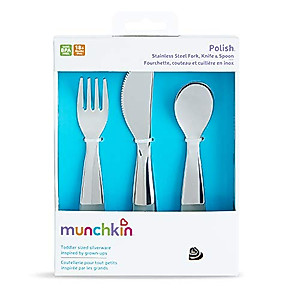 Munchkin® Polish™ Stainless Steel Toddler Fork, Knife and Spoon Utensil Set, 3 Piece