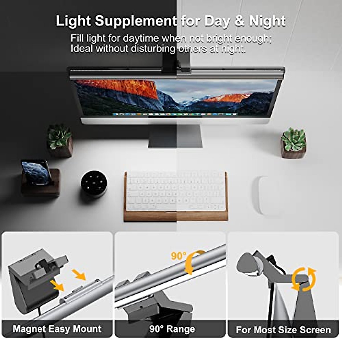 MG Monitor Light Bar, LED Computer Light with Wireless Controller RGB Monitor Backlight Auto-Dimming Hue Tunable USB Powered Monitor Lamp Desktop Screen Bar for Desk/Gaming/Home/Office