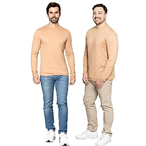 Men's Long Sleeve Crew Neck Top Beige Medium