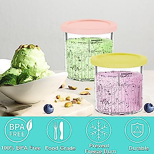 YQL 24oz Containers Replacement for Ninja Creami Deluxe Pints and Lids,Compatible with Ninja NC501 NC500 Series Creami Deluxe ice Cream Makers Dishwasher Safe(2 Pack)