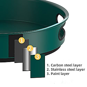 2Pack Lazy Susan Turntable Organizer Round Metal Lazy Susan Storage 12 &10 Inch for Kitchen/Cabinet/Living Room/Bathroom Refrigerator （Green）