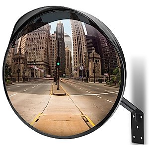 moveland 16 Inch Convex Security Mirror - Adjustable Acrylic Safety Mirror - Wide View Garage Mirror for Parking Assist Business, Traffic, Warehouse, Blind Spot, Office(Support Indoor and Outdoor)