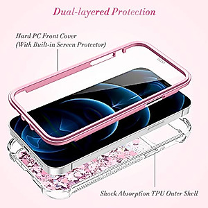 Caka for iPhone 12 Pro Max Case Glitter for Women Girls Full Body Bling Liquid Sparkle Fashion Flowing Quicksand Bumper Clear Protective Case for iPhone 12 Pro Max (6.7 inches, 2020) (Rose Gold)