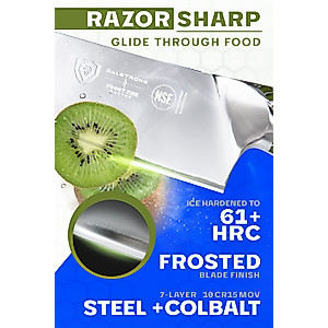 Dalstrong Chef Knife - 8 inch - Frost Fire Series - Glacial Lightning Edition - HC 10CR15MOV Stainless Steel Kitchen Knife - Sand Blasted Frosted - Dragon Skin Handle - Sheath - NSF Certified