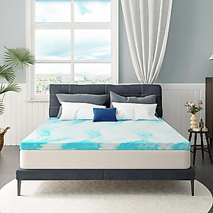 Full Mattress Topper 3 Inch Memory Foam Mattress Topper with Gel Infusion, Cooling Mattress Pad in a Box, CertiPUR-US Certified, 54”x75”, Blue