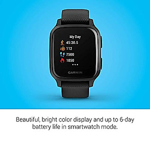 Garmin Venu Sq Music, GPS Smartwatch with Bright Touchscreen Display, Features Music and Up to 6 Days of Battery Life, Black (Renewed)