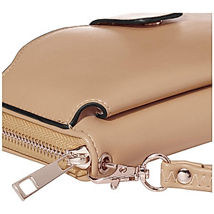 Amazon Essentials Women Wristlet Wallet with Cell Phone Holder Zip Around Wallet PU (Almond)