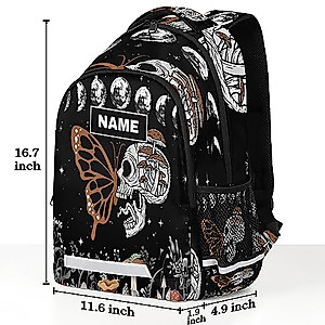 YoCosy Brown Gothic Skull Butterfly Black Galaxy Space Custom Backpack School Personalized Gifts Bookbag Laptop Purse Casual Daypack for Teen Girls Women Boys Men College Travel
