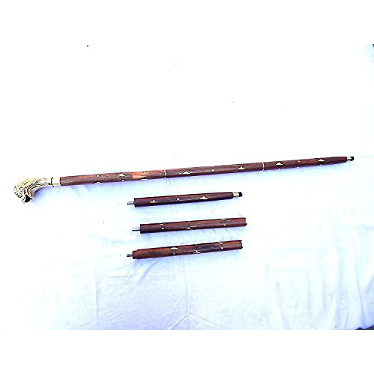 Halloween Vintage Handmade Lion Head Handle Wooden Walking Stick Cane Vintage Designer Handmade