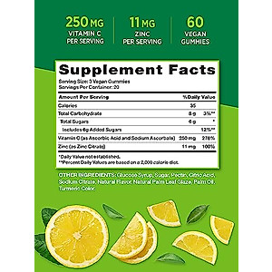 Vitamin C Gummies with Zinc for Adults | 60 Count | Immune Support Supplement | Vegan, Non GMO & Gluten Free | by Natures Truth