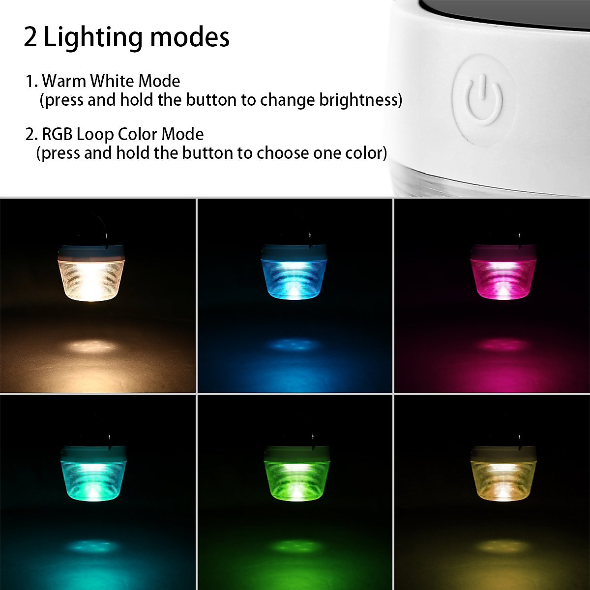 Lighting EVER Solar LED Camping Lantern, Portable Table Lamp, RGB Storage Box, USB Rechargeable Tent Light for Outdoor, Hiking, Fishing, Emergency and More