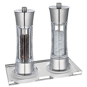 Stand / Tray for Pepper- & Salt Mill Set, Acrylic Glass (without Mills!)