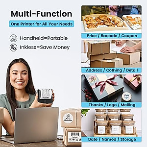 Memoking Bluetooth Label Maker - M200 Thermal Label Printer for Small Business, Address, Logo, Mailing, Office Organization, Kitchen, Label Maker Machine for Phones & PC, 3 Roll Labels