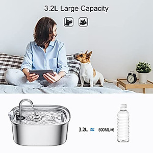 Cat Water Fountain Stainless Steel, 0.8gal/108oz Pet Water Fountain, 3 Replacement Carbon Filters, Automatic Cat Fountain with Quiet Pump Suitable for Cats, Dogs and Multi-pet households (Rectangle)
