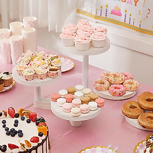 VIVIRBIEN 3 Tiered Cupcake Stand, Farmhouse Wedding Cupcake Stand, Wood Cake Didplay for Dessert Table/Birthday/Baby Shower/Christmas