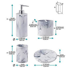 ZCCZ Bathroom Accessory Set, 4 Pcs Marble Look Bathroom Vanity Countertop Accessory Set Bathroom Décor Sets Accessories with Soap Dispenser Bathroom Toothbrush Holder Set, Bathroom Tumbler, Soap Dish