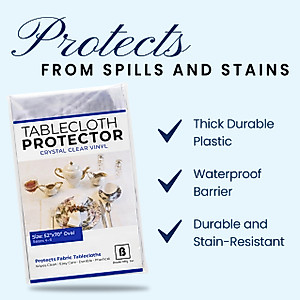 BRODER MFG. INC. Tablecloth Protector Crystal Clear Vinyl (52"x70" Oval) | Thick, Durable Clear Table/Tablecloth Protector | Perfect for Parties, Special Occasions, Gatherings, and Everyday Use