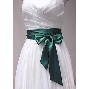 NANIA Wedding satin sash belt for special occasion dress bridal sash (Emerald)
