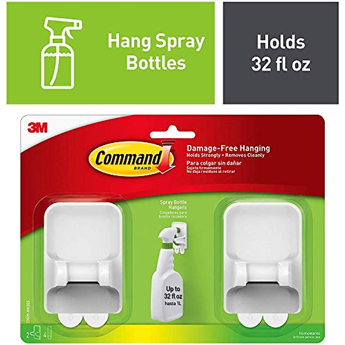 Command Spray Bottle Hangers Value Pack, 2-Hangers, 4-Large Strips (17009-HW2ES) (2)