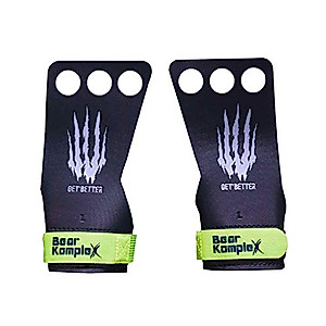 Bear KompleX Black Diamond 3 Hole Hand Grips, Great for Crossfit, Speal, Barbell, Kettle Bell, Ring Work, Gymnastics, Crossfit, Comfort and Support, Protect from Blisters, Reduce Slipping, Men & Women