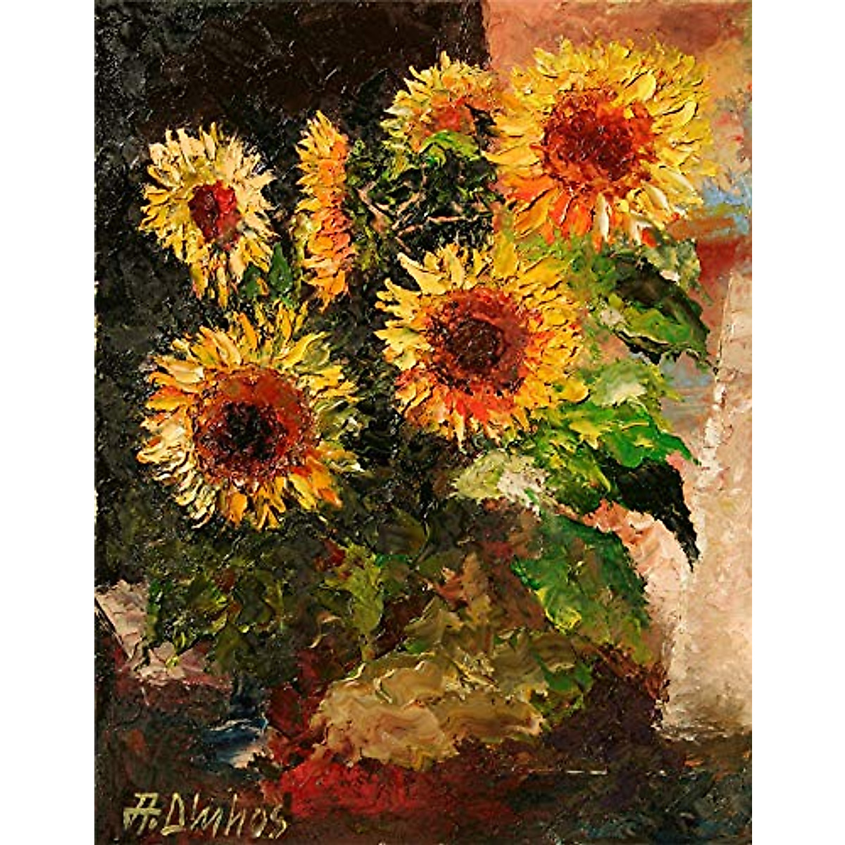 SOLD Let the Sun Shine, Sunflowers By Internationally Renown Painter Andre Dluhos
