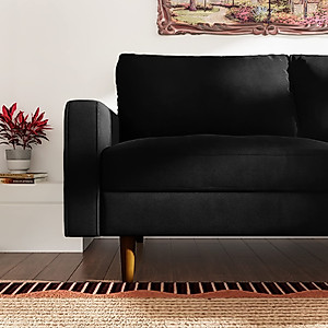 SILKIR 2-Person Loveseat Sofa Couch for Living Room | Perfect for: Apartment/Studio/Office & Small Space | Velvet Fabric | Fast and Easy Assembly | Warranty (Black) Modern Contemporary Mid-Century