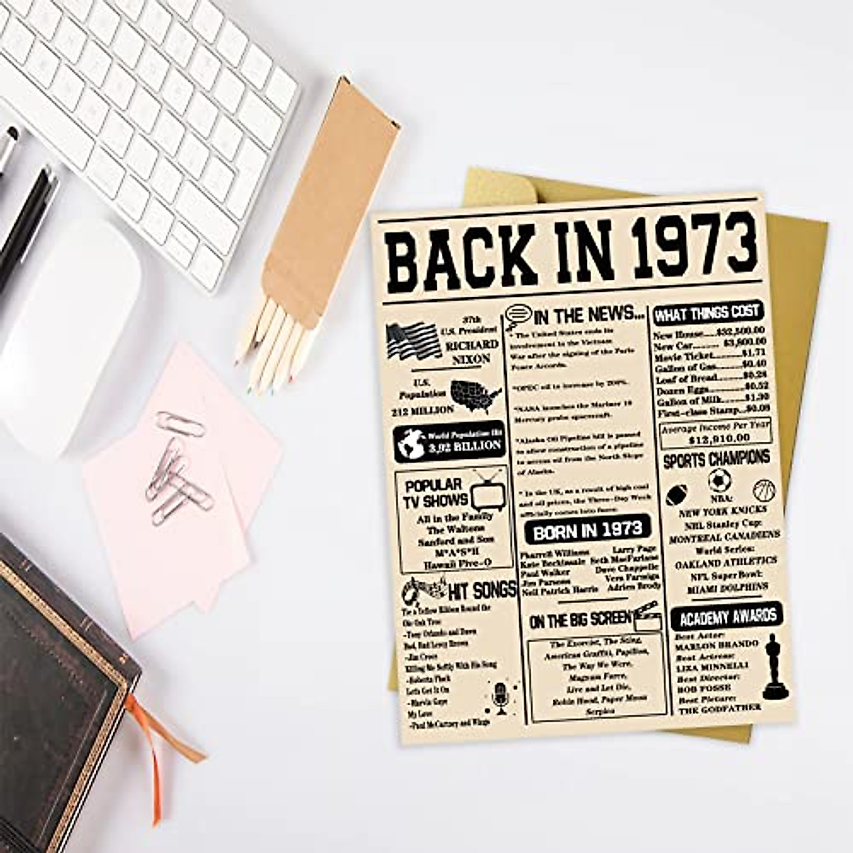 OJsensai Happy 51st Birthday Card for Men Women, Simple 51 Year Old Gift for Son Daughter, Big 1973 Bday Card for Husband Wife, Best 51 Birthday Gift Ideas for Sister Brother, Back In 1973