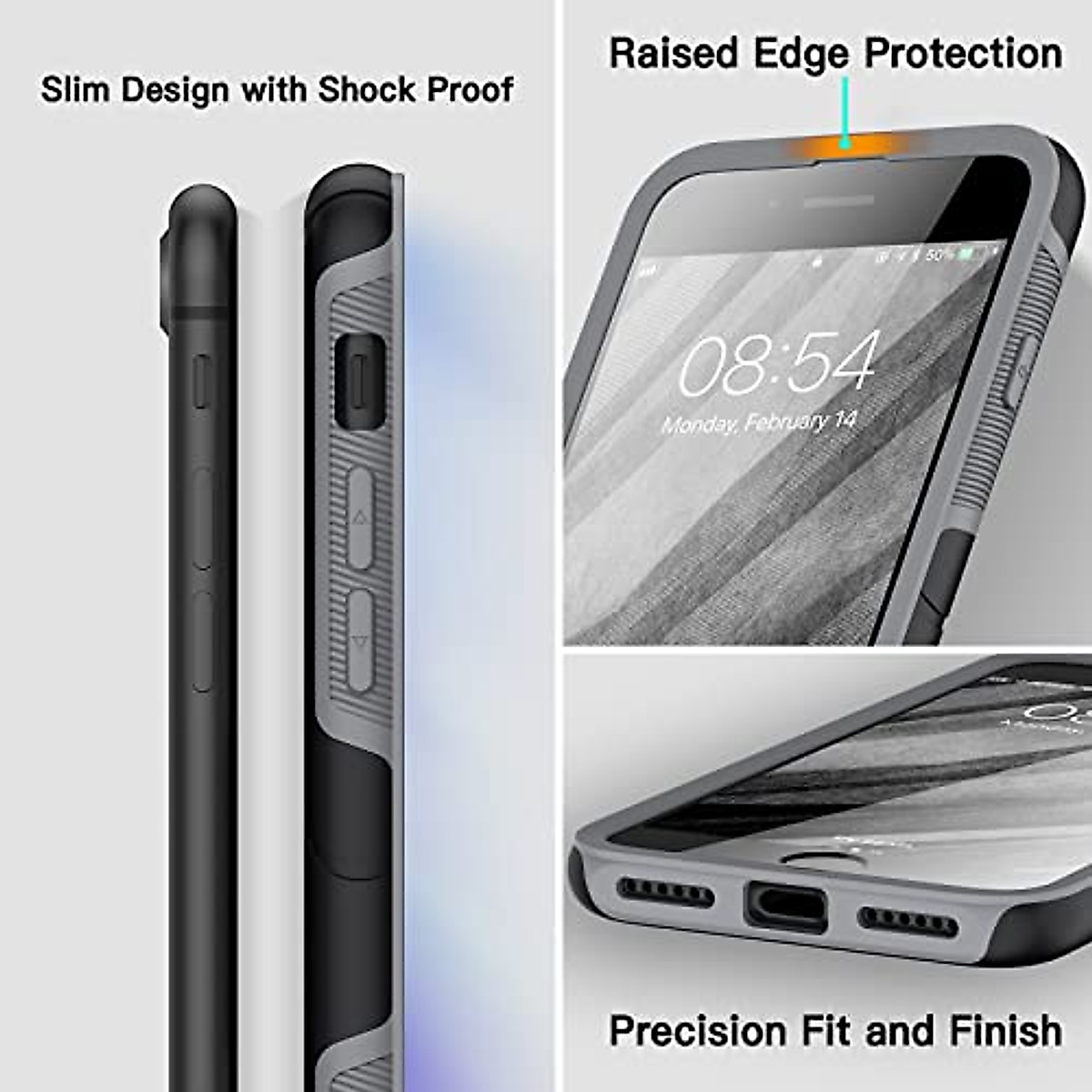 TEAM LUXURY iPhone SE Case 2022/2020, iPhone 8/7 Case, [Ultra Impact Resist] Shockproof Rugged Protective Case for Apple iPhone SE/8/7 Phone Case Cover 4.7", (Black/Gray)