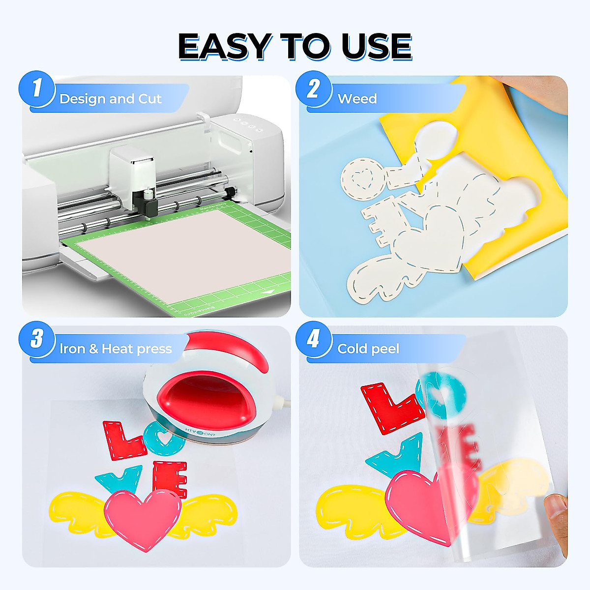 HTVRONT HTV Heat Transfer Vinyl-12" x 3FT Red HTV Vinyl Roll for T-Shirts, Iron on Vinyl for Cricut, Cameo & Heat Press Machine- Easy to Cut & Weed Vinyl Heat Transfer (Red)