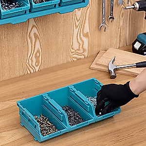 Navaris Interlocking Storage Organizer Drawers - Plastic Drawer Box Compartments for Screws Nails Small Tool Parts - Garage Shed Storage Bins - x3