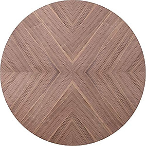 Meridian Furniture Eleanor Collection Modern | Contemporary Rich Walnut Veneer Dining Table with Brushed Gold Base in Natural Finish, 46" W x 46" D x 30" H