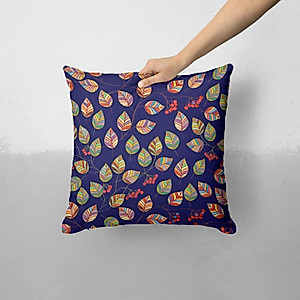 iiRov Multicolored Leaves Pattern v32 - Custom Decorative Home Decor Indoor or Outdoor Throw Pillow Cover for Sofa, Bed or Couch Cushion (Pillow CASE Cover ONLY)