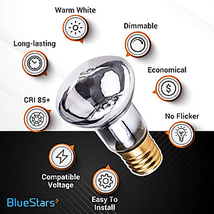 BlueStars 4 Packs R39 E17 25 Watt Lava Lamp Bulbs for Lava Lamps, Glitter Lamps, 2700K Warm White, Dimmable, 150lm, Reflector Type