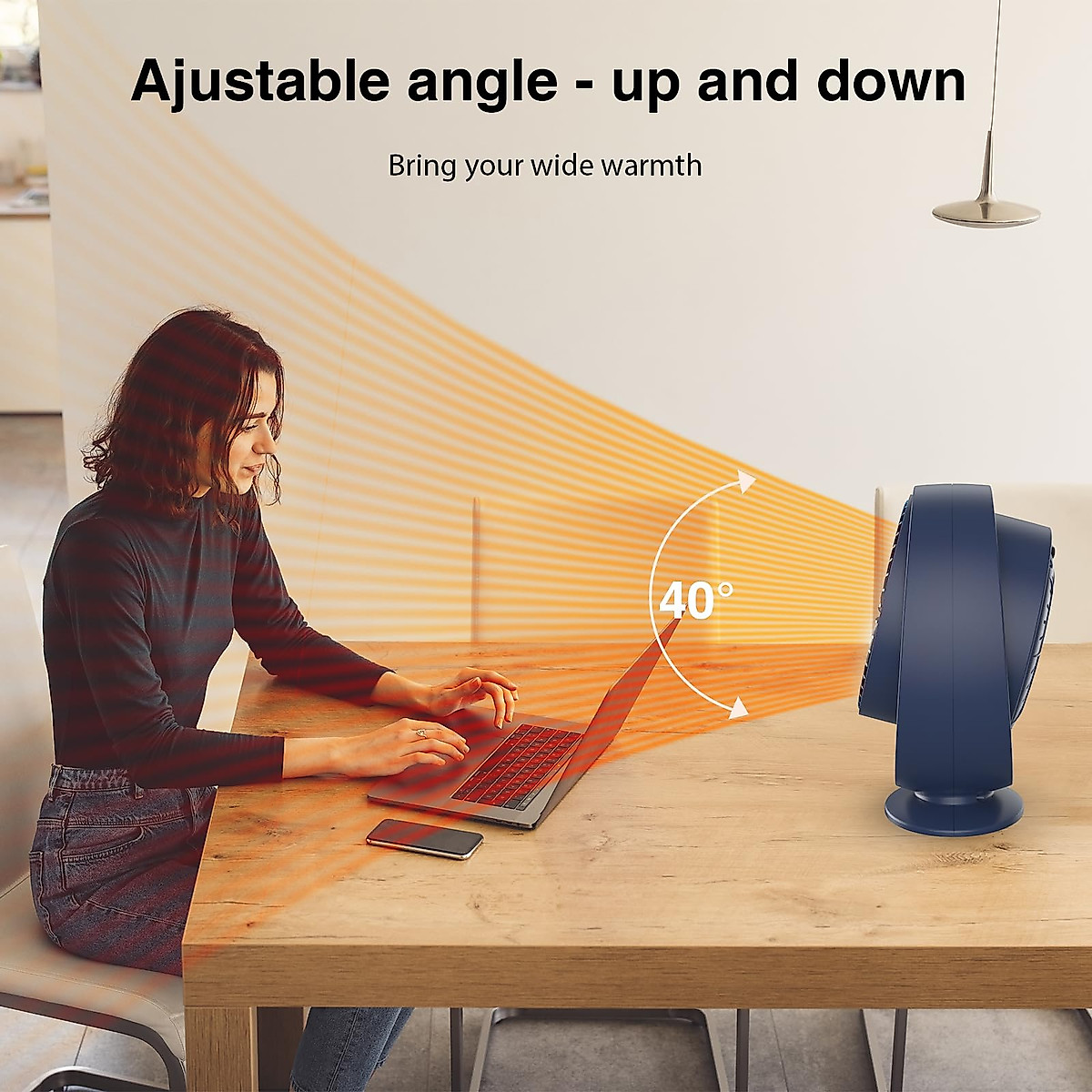 Space Heater, 800W PTC Fast Heating Ceramic Room Small Heater, Two-Speed Portable Heater Fan with Adjustable, Overheating Protection, Dumping Shutdown, Electric Heaters for Home Bedroom, Office