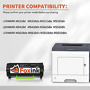 FOXINK Compatible Toner Cartridge for Lexmark MS310 MS310dn MS312 MS312dn MS315 MS315dn MS410 MS410dn MS415 MS415dn MS510 MS610 Printer Remanufactured for 501H 50F1H00, High Capacity 5,000 Page Yield
