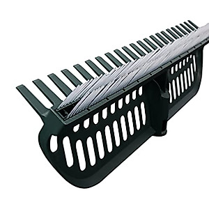 Evcitn Artificial Turf Rake, 43 to 63" Long Pole Turf rake - 18" Wide Garden Hand Broom Rake for Lawn, Synthetic Grass, Carpet, Shrub, Remove Leaves, Debris, Pet Hairs (Dark Light)