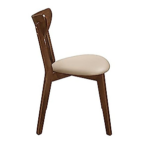 Coaster Furniture Kersey Mid Century Modern Upholstered Dining Chairs (Set of 2) Curved Back Tan Faux Leather Polyurethane Chestnut Brown 103062