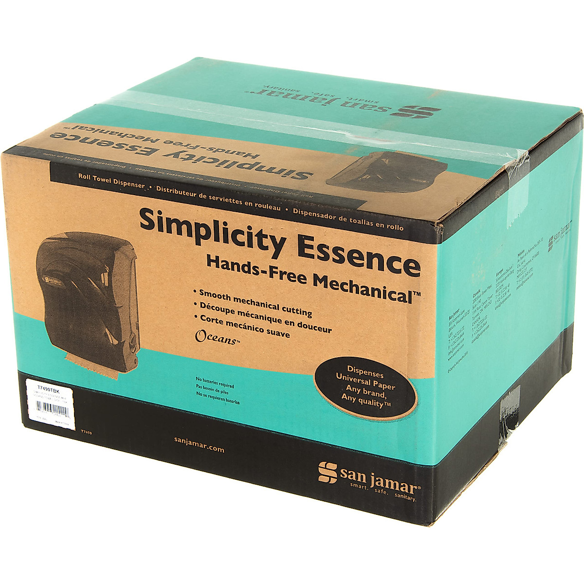 San Jamar Oceans Mechanical Towel Dispenser with Wall Mount for Public Restrooms, No Batteries Required, Translucent Black Impact-Resistant lastic