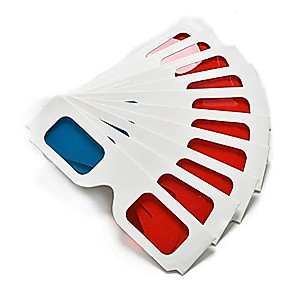 eLUUGIE 100 Pairs 3D Cardboard Glasses Glasses Universal Anaglyph 3D Glasses Cardboard Paper Red Blue Cyan or Movie (100 Pairs)