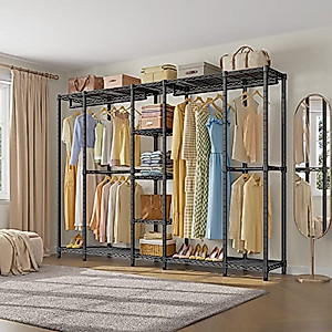 VIPEK V50 Wire Garment Rack Heavy Duty Clothes Rack, Large Portable Wardrobe Rack Clothes Storage Organizer Closet Multi-Functional Bedroom Clothing Rack, 89.8"Lx15.7"Wx76.4"H, Max Load 1100lbs, Black
