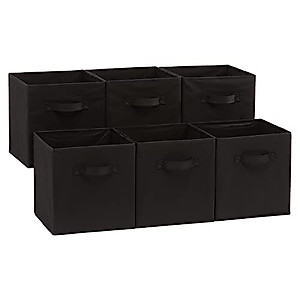 Amazon Basics 5-Shelf Storage Unit with Height Adjustable Shelves and Foldable Storage Cubes (6 Pack), Black