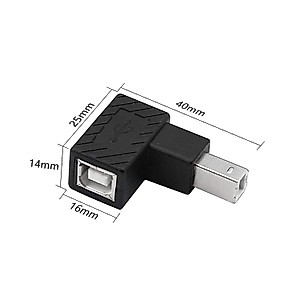 Traovien 90 Degree USB B Printer Adapter, 2 Pack USB 2.0 Type-B Male to Female Up and Down Angle Printing and Data Extension Adapter for Printer Scanner HDD (UP&Down)