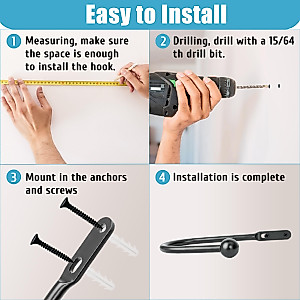 VRSS Curtain Tiebacks Drapery Holdbacks Simple Vintage Style (2pcs Black)