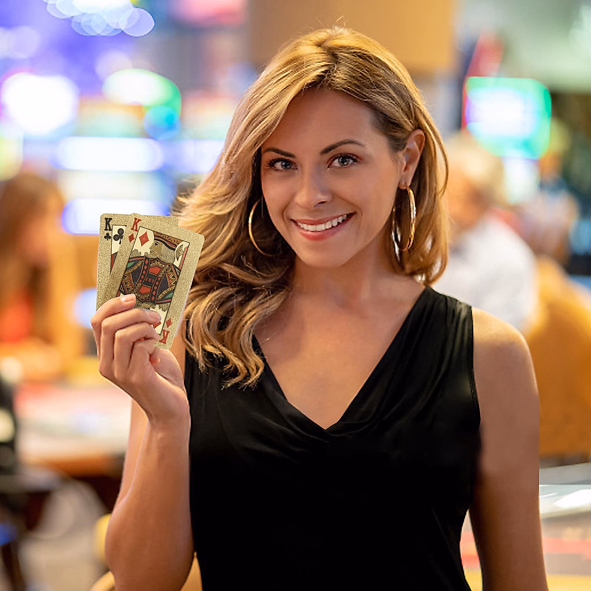 FMOACEN 4 Decks Waterproof Playing Cards Plastic Black Rose Gold Playing Card Foil Poker Cards Themed Standard Playing Card Games for Adults Family Game Party