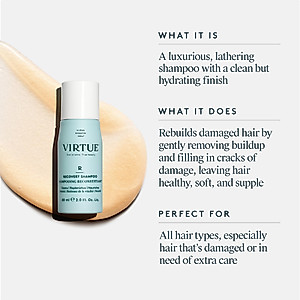 VIRTUE Recovery Sulfate Free Shampoo with Keratin and Baobab Seed Oil for Damaged Hair, Color Safe