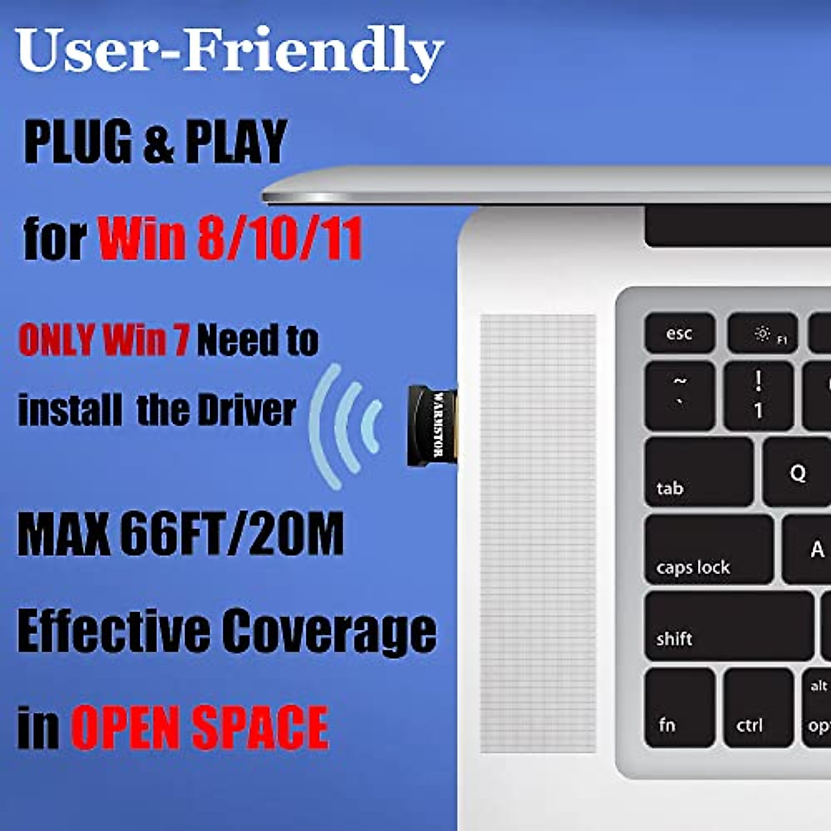 USB Bluetooth Adapter for PC, Warmstor Bluetooth 5.1 Dongle Receiver Support Windows 11/10/8.1/8/7 for Desktop, Laptop, Bluetooth Headsets, Speakers, Keyboard, Mouse, Printer