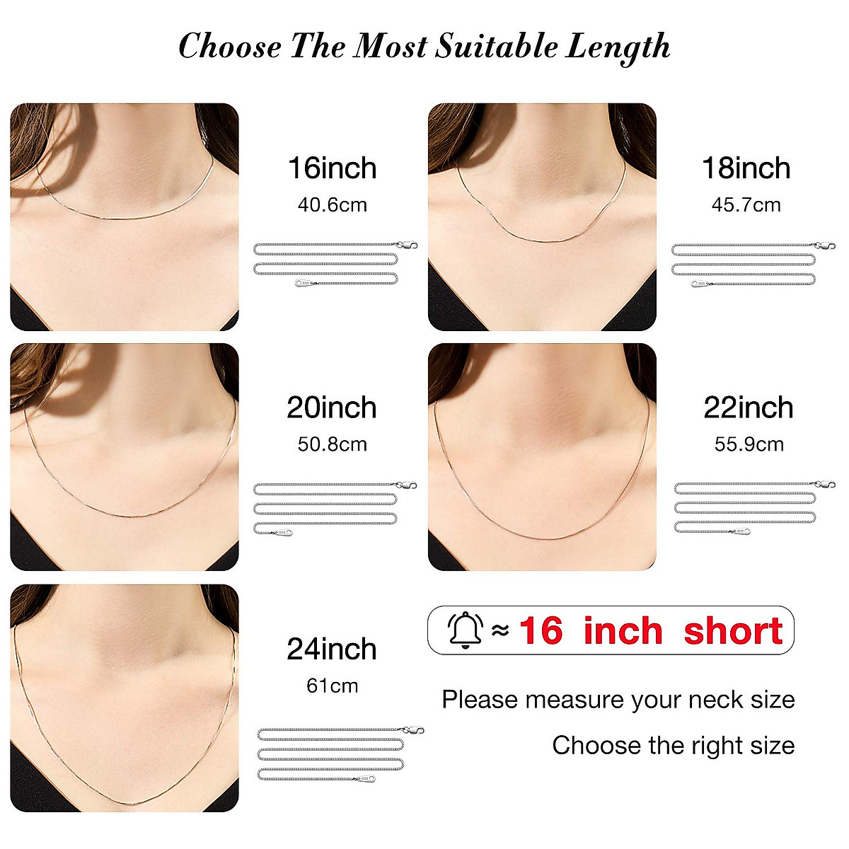 CIELTEAR 925 Sterling Silver Chain Necklace for Women 0.8mm Box Chain, Italian Necklace Chain, Super Strong & Thin & Long16/18/20/22/24 Inches