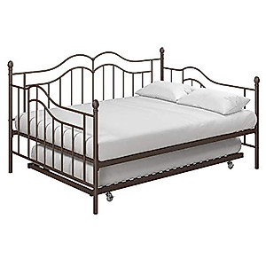 DHP Tokyo Daybed and Trundle with Metal Frame, Full Over Twin Size, Brushed Bronze