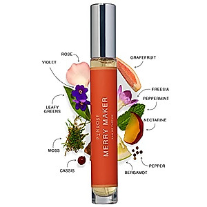 PINROSE Perfumes Merry Maker - Eau de Parfum Fragrance Travel Spray for Women - Vegan, Cruelty-free, and Hypoallergenic Scent w/ Essential Oils - Notes of Nectarine, Violet, Rose, Jasmine & Musk