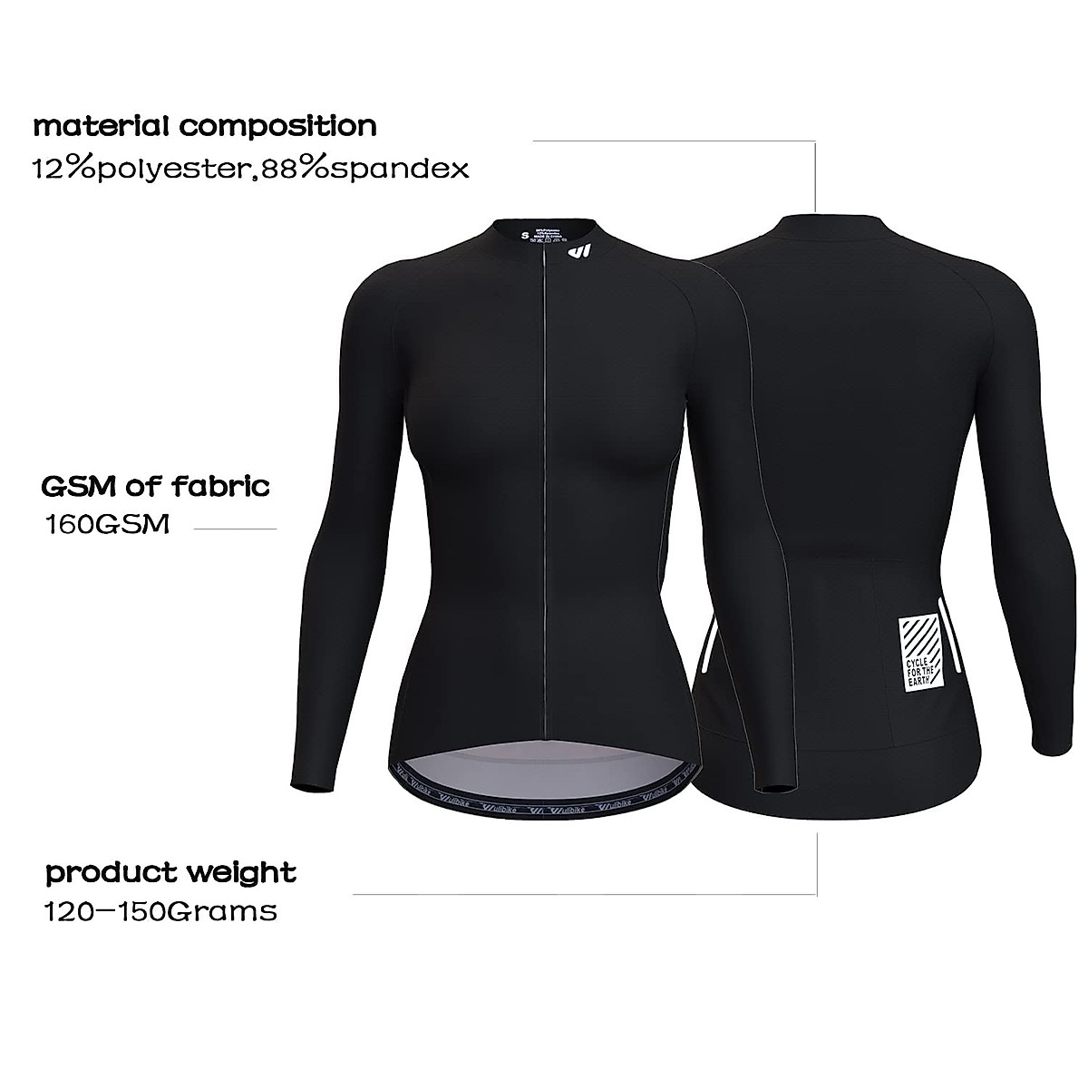 Wulibike Bicycle Shirts Women Bike Shirts for Women Long Sleeve Specialized Womens Cycling Jersey Black